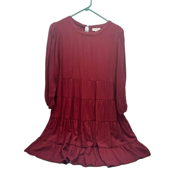 Andree | Dresses | Andree By Unit Boho Tiered Dress Maroon C2 | Poshmark